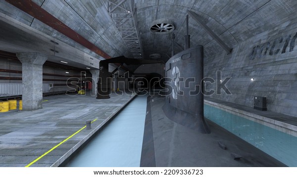 3d Rendering Submarine Dock Stock Illustration 2209336723 | Shutterstock