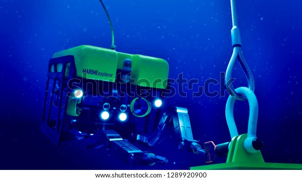 3d Rendering Subsea Rov Performing Operations Stock Illustration 1289920900