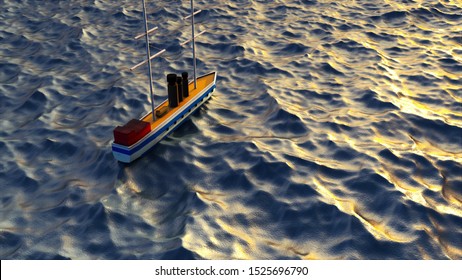3d Rendering Surface Boat Open Sea Stock Illustration 1525696790 ...