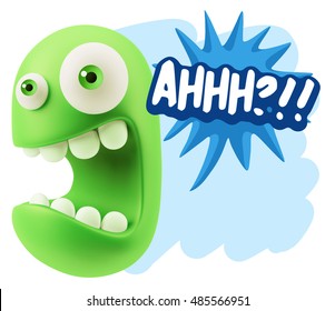 3d Rendering Surprise Character Face Emoticon Stock Illustration ...
