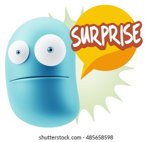 3d Rendering Surprise Character Face Emoticon 스톡 일러스트 485656909 ...