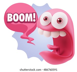3d Rendering Surprise Character Face Emoticon Stock Illustration ...