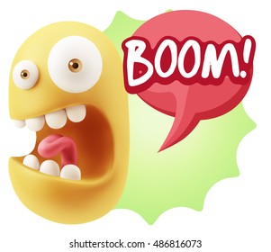3d Rendering Surprise Character Face Emoticon 스톡 일러스트 486816073 ...