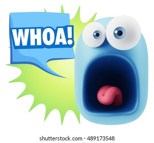 3d Rendering Surprise Character Face Emoticon Stock Illustration ...
