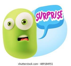 Ilustrasi Stok 3d Rendering Surprise Character Face Emoticon 489184960 ...