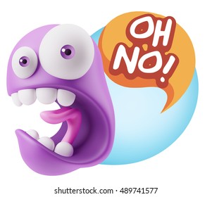 3d Rendering Surprise Character Face Emoticon Stock Illustration ...