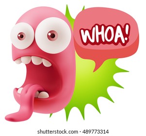 3d Rendering Surprise Character Face Emoticon Stock Illustration ...