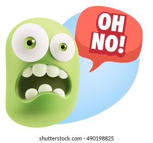 3d Rendering Surprise Character Face Emoticon Stock Illustration ...