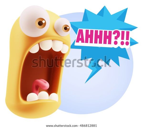 3d Rendering Surprise Character Face Emoticon Stock Illustration ...