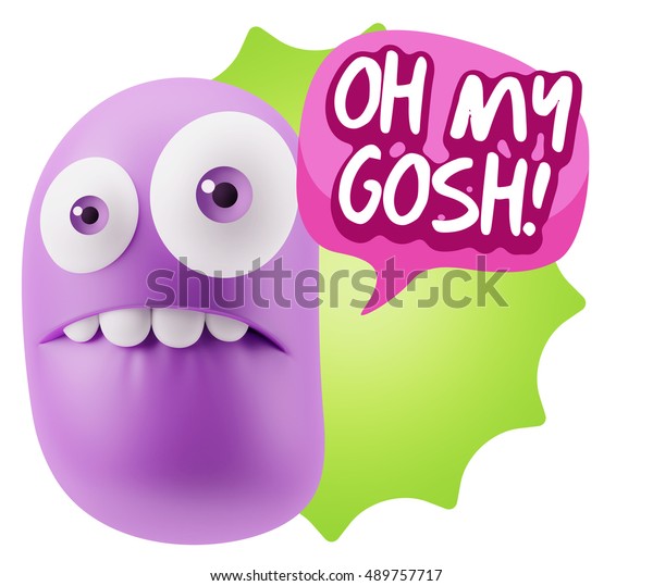 3d Rendering Surprise Character Face Emoticon saying Oh My Gosh with ...