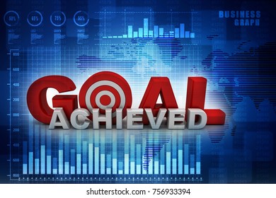 3d Rendering Target Goal Achieved Stock Illustration 756933394 ...