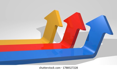 3d Rendering Three Arrows Shape Color Stock Illustration 1788527228 ...