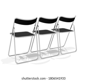 3d Rendering Three Black Pipe Chairs Stock Illustration 1806541933 ...