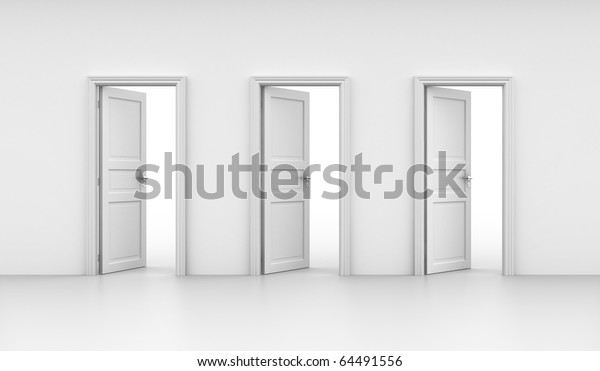 3d Rendering Three Open Doors: ilustrações stock 64491556 | Shutterstock
