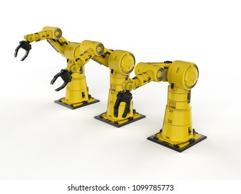 3d Rendering Three Robotic Arms Robot Stock Illustration 1099785773 ...
