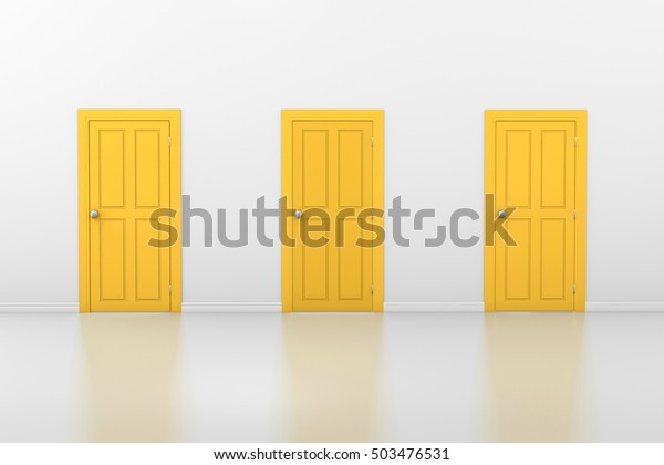 3d Rendering Three Yellow Closed Doors Stock Illustration 503476531 ...