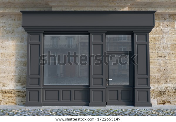 3d Rendering Traditional Storefront Dark Gray Stock Illustration 1722653149