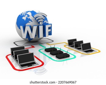 3d Rendering Transmitter Wifi Computer Network Stock Illustration ...