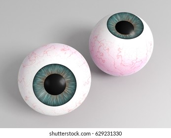Two Eyeballs Isolated On White Stock Illustration 261554897