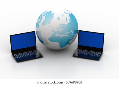 3d Rendering Two 3d Laptop Computers Stock Illustration 589698986 ...