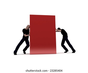 3d Rendering Two Men Pushing Red Stock Illustration 23285404 | Shutterstock