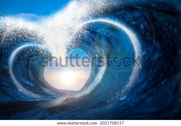 3d Rendering Two Seismic Sea Waves Stock Illustration 2021708117 ...