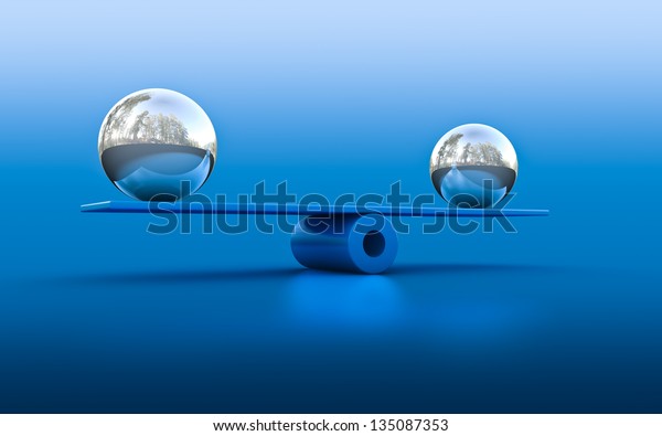 3d Rendering Two Spheres Balance Stock Illustration 135087353 ...