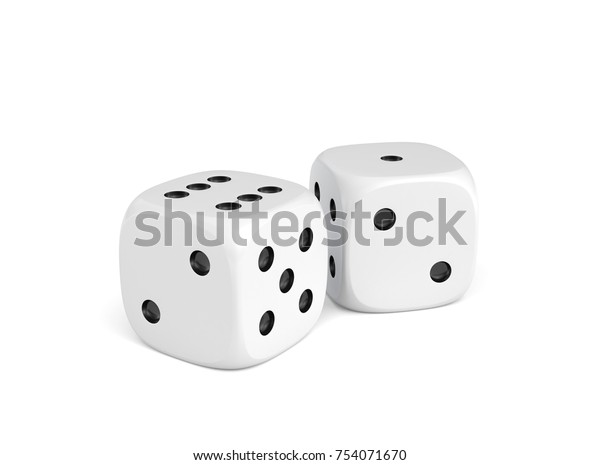 3d Rendering Two White Dice Standing Stock Illustration 754071670