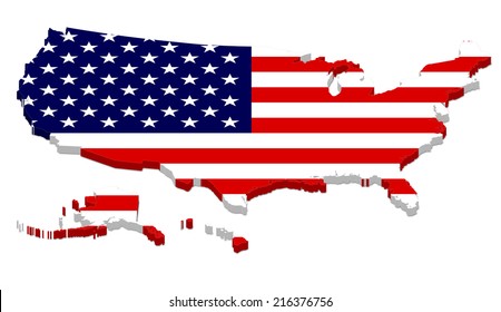 3d Rendering Usa Map Flag Overlay 스톡 일러스트 216376756 | Shutterstock