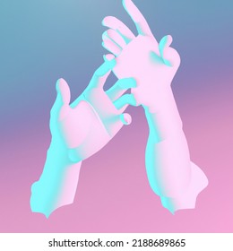 3d Rendering Vaporware Style Hands Reaching Stock Illustration ...