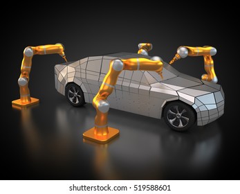 3d Rendering Vehicle Manufacturing Progress Stock Illustration ...