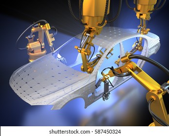 3d Rendering Vehicle Manufacturing Progress Stock Illustration ...