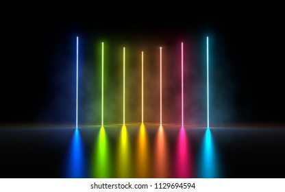 3d Rendering Vertical Glowing Lines Neon Stock Illustration 1129694594 ...