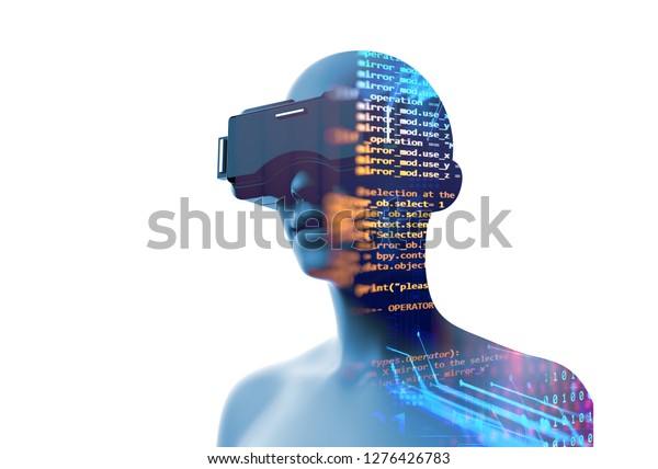 3d Rendering Virtual Human Vr Headset Stock Illustration 1276426783