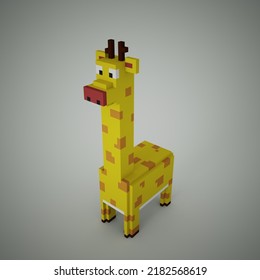 3d Rendering Voxel Cube Giraffe Animal Stock Illustration 2182568619 ...