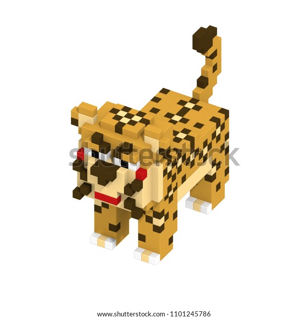 3d Rendering Voxel Cube Isometric Jaguar Stock Illustration 1101245786 ...