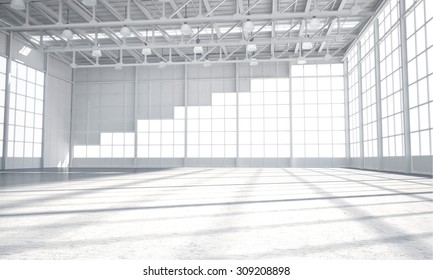 3d Rendering Warehouse Interior White Stock Illustration 309208898 ...