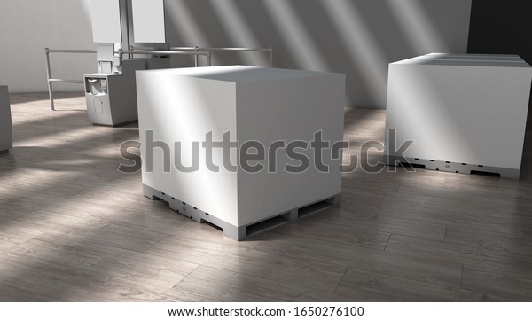 3d Rendering Warehouse Pallet Wrap Mock Stock Illustration 1650276100