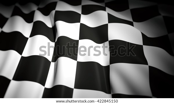 3d Rendering Wavy Checkered Flag Closeup Stock Illustration 422845150