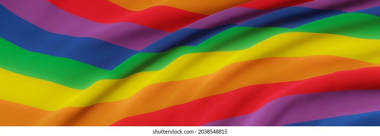 3d Rendering Wavy Rainbow Flag Lgbtq Stock Illustration 2038548815 ...