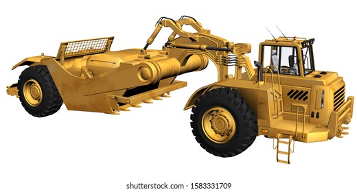 3d Rendering Wheel Tractor Scraper Isolated Stock Illustration ...