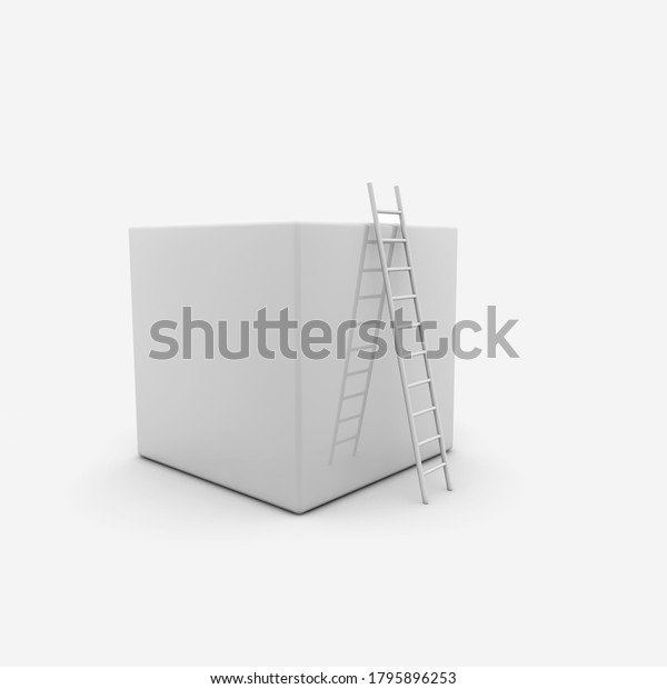 3d Rendering White Box Stairs Next Stock Illustration 1795896253 ...