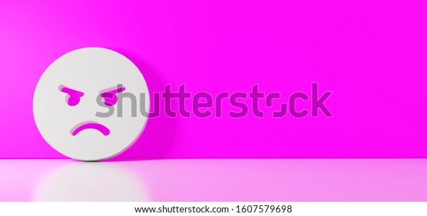 3d Rendering White Circle Angry Emoticon Stock Illustration 1607579698 ...