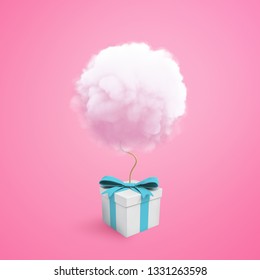 Cloud Gift Box Rain On Pastel Stock Illustration 1542771974
