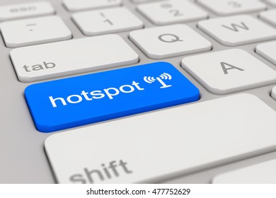 3d Rendering White Keyboard Blue Hotspot Stock Illustration 477752629 ...