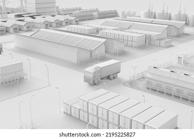 3d Rendering White Logistic Trailer Truck Stock Illustration 2195225827 ...