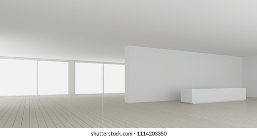 3d Rendering White Room Space Interior Stock Illustration 1114203350 ...