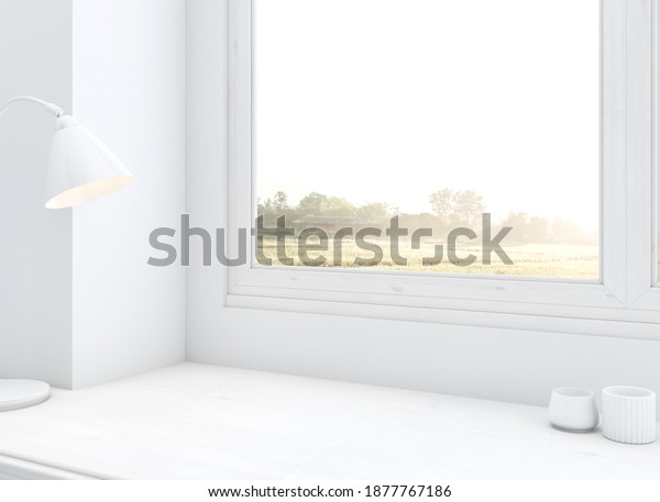 3d Rendering White Room White Table Stock Illustration 1877767186 ...