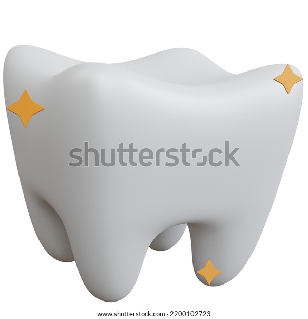 3d Rendering White Tooth Sparkling Stars Stock Illustration 2200102723 ...