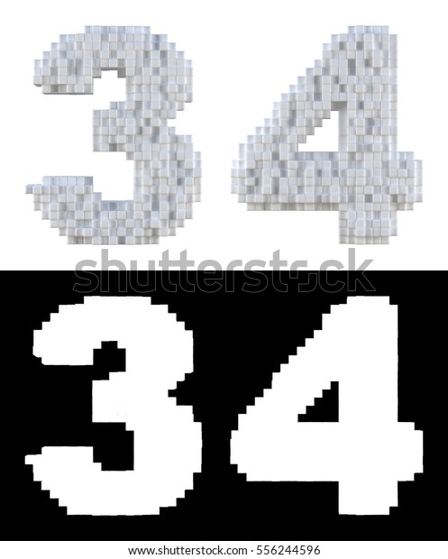 3d Rendering White Volumetric Pixel Alphabet Stock Illustration 556244596